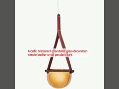 Nordic restaurant chandelier glass decoration simple leather small pendant light
