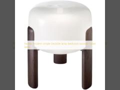 Stylish Nordic Wooden Bedside Lamp with Glass Shade and E27 Bulb for Modern Bedroom