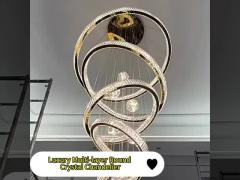 JYLIGHTING lunghi pendenti di lusso luci Hotel Hall Foyer Scalinata Nozze Led Oro K9 Crystal Ball Ch