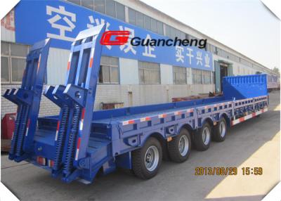 China 60t Heavy Loading 4 Axle Excavator Shipping Semi Trailer Trucks , Lowbed Semi Trailer for sale