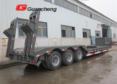 China Lowboy gooseneck trailer 3 axle low bed semi trailer  with rail for sale