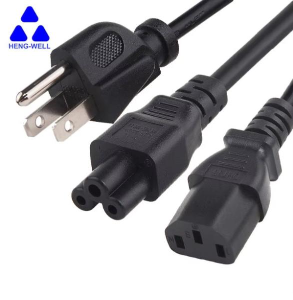 Quality UL 3 Wire USA Power Cord 18AWG Electrical NEMA 5-15p To IEC C13 Laptop Cable for sale