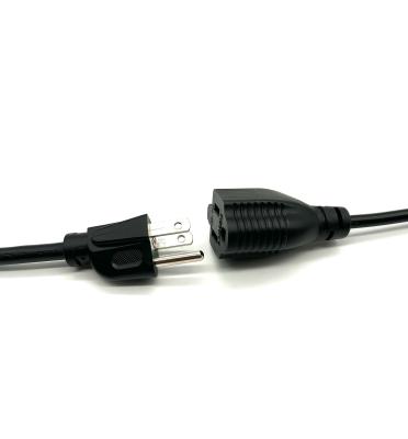 China 18/16AWG Wire Gauge USA Power Extension Cord For NEMA 5-15P To 5-15R And 10A-13A Current Rating for sale