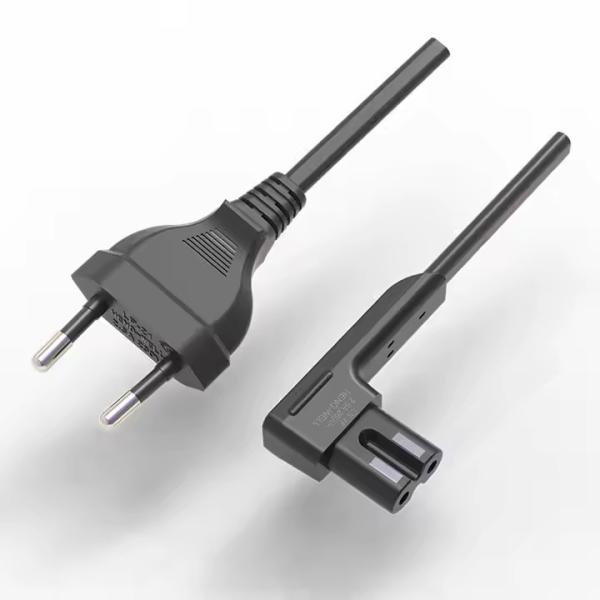 CE ENEC AC European 2 Prong Angle C7  Electric Power Plug 2.5A 250V 2 Pin Eu Power Cord