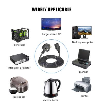 Cina UK 3 Pin Power Cord Plug Cable 1M 1.2M 1.5M 1.8M 3M UK Power Cord C13 Power Cords 3ft 4ft 5ft 6ft 10ft Apparecchio domestico in vendita
