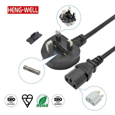Cina Cavo di alimentazione per computer da 25 m con connettore BSI ASTA IEC C13, spina UK, cavo di alimentazione a 3 pin, estremità maschio in gomma, 250V 10A 13A in vendita
