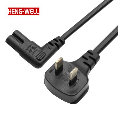 China HENG-WELL Custom Length 0.61-1.8m CCC Approved Copper Core 2 Pin Plug C7 Mains Lead for Home Appliance Instrumentation Made for sale