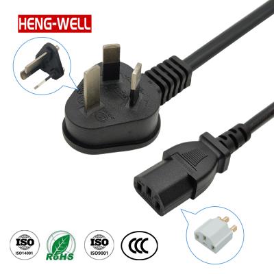 China HENG-WELL 3 Pin Stripped Power Cord 0.61m/2.5m with C13/C5 Angle Plug for Laptop/Printer & Consumer Electronics for sale