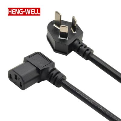 China HENG-WELL Right Angle IEC320 C13 Extension Plug Cable 3-Pin Power Cord with CCC Certificate for Computer Use for sale