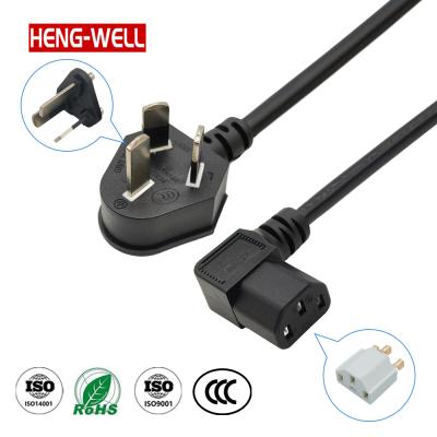 China HENG-WELL Right Angle IEC320 C13 Extension Plug Cable 3-Pin Power Cord with CCC Certificate for Computer Use for sale