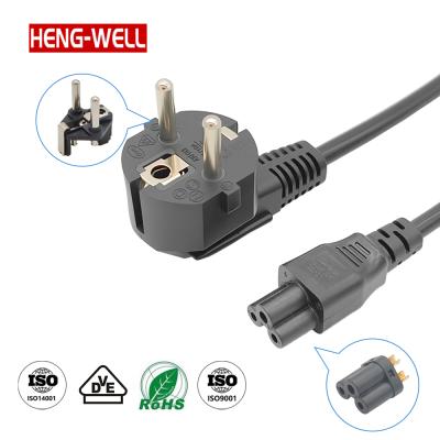 China Customized Jacket EU Power Cord for Superior Performance and Durability HENG-WELL European CEE Plug Household Appliance 16A 250V EU Plug IEC C13 C7 Power Cord WHITE IN STOCK for sale