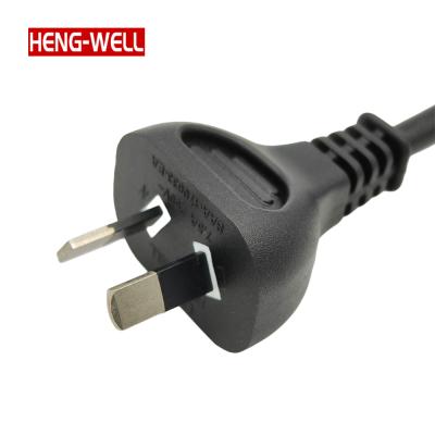 China Long-Lasting AU Power Cord with SAA Plug 7.5A Current Rating 250V Rated Voltage Heng-Well  Australia 2 Pin Power Plug  Extension Cable  Australia SAA Power Cord Power Cables for sale