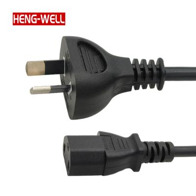 China Long-Lasting AU Power Cord with SAA Plug 7.5A Current Rating 250V Rated Voltage Heng-Well  Australia 2 Pin Power Plug  Extension Cable  Australia SAA Power Cord Power Cables for sale