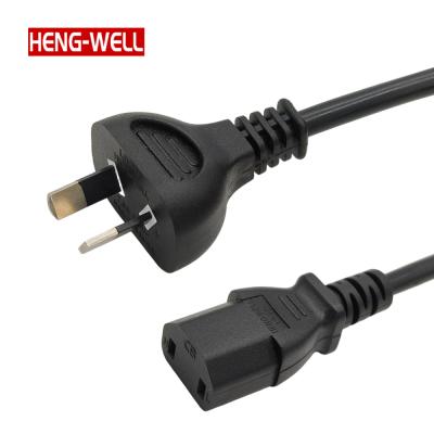 China Long-Lasting AU Power Cord with SAA Plug 7.5A Current Rating 250V Rated Voltage Heng-Well  Australia 2 Pin Power Plug  Extension Cable  Australia SAA Power Cord Power Cables for sale