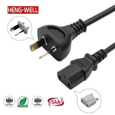 China Long-Lasting AU Power Cord with SAA Plug 7.5A Current Rating 250V Rated Voltage Heng-Well  Australia 2 Pin Power Plug  Extension Cable  Australia SAA Power Cord Power Cables for sale