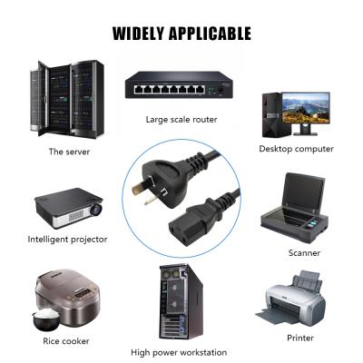 China Long-Lasting AU Power Cord with SAA Plug 7.5A Current Rating 250V Rated Voltage Heng-Well  Australia 2 Pin Power Plug  Extension Cable  Australia SAA Power Cord Power Cables for sale