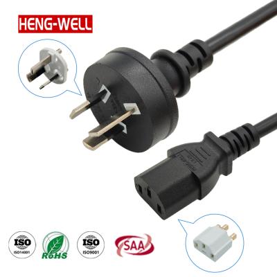 China SAA Certified 3 Pin Power Cord 10A 250V Power Supply Cord with Au Plug for PC/Computer/Laptop C13/C5 3 Pin for Home Appliance Convenient and Durable AC DC Power Cord with SAA Plug for sale