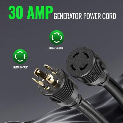 China 30 Amp Generator Cord and Generator Power Inlet Box Pre-Drilled, Generator Cords 15FT Twist Locking Connector Power Cord NEMA 14-30P to 14-30R for sale