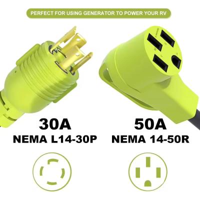 China 4 Prong 30 Amp 50 Amp RV Generator Adapter Cord L14-30P 14-50R 10 AWG SJTW 250V for RV Trailer Van Trailer 1FT Power Cord for sale