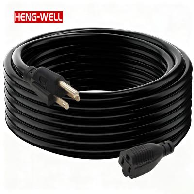 China 12/3 AWG SJTW Custom Length Black Extension Cord with NEMA 5-15P-5-15R Connectors for UL Certified IP65 for Home & Outdoor Use for sale