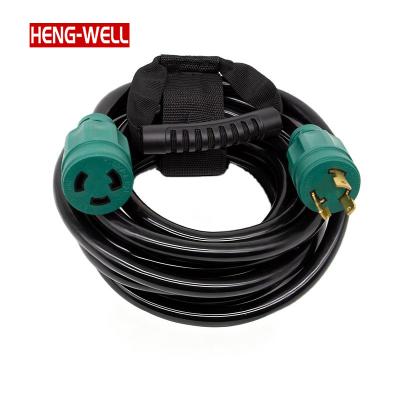 China Heavy-Duty 30A 125V SJTW Generator Extension Cord NEMA L5-30P to L5-30R IP44 Waterproof for Outdoor Use for sale