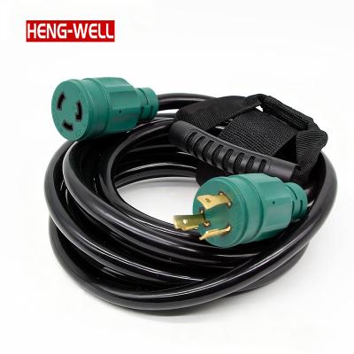 China NEMA L5-30P to L5-30R Generator Extension Cord SJTW 10AWG 3 Prong 30A 125V 25ft PVC Coated Jacket Power Cords Extension Cords for sale