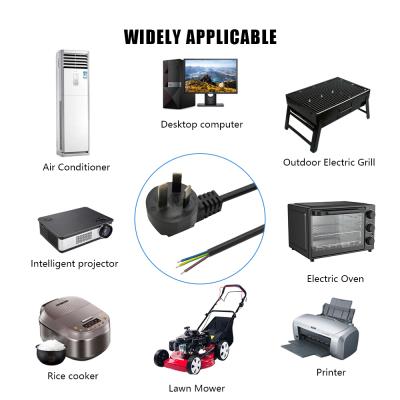 China HENG-WELL Custom 3 Pin AC Power Cord Stripped/Tinned Ends for LED TV/Monitor and Computer Consumers Electronics for sale