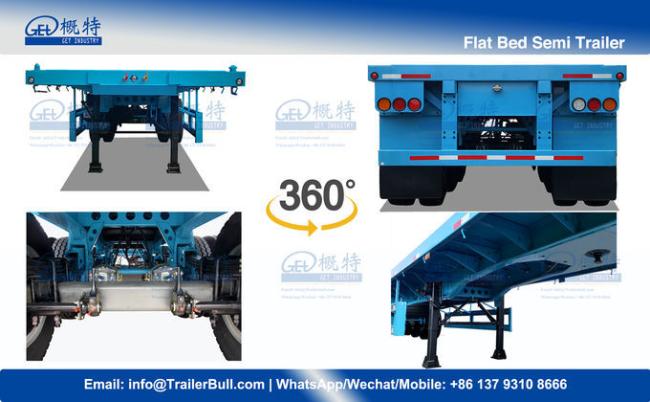 60T Capacity 40ft ISO Flatbed Semi Truck Trailer with 3 Heavy Axles