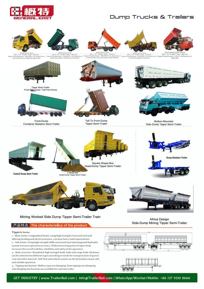 30 Cbm Solid Rounded Tipper Semi Trailer 3 Axles for Building Materials Truck Trailers