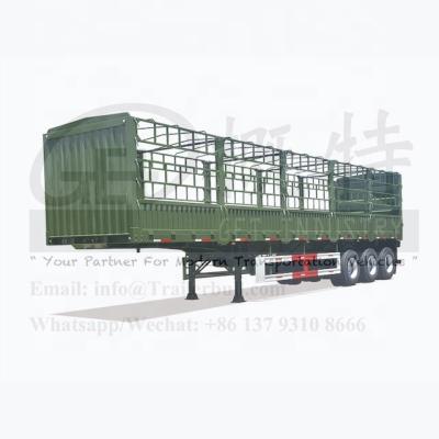 China 40ft 3 Axles Platform Rail Side Semi Trailer with EBS Brake System for Cargo Delivery for sale