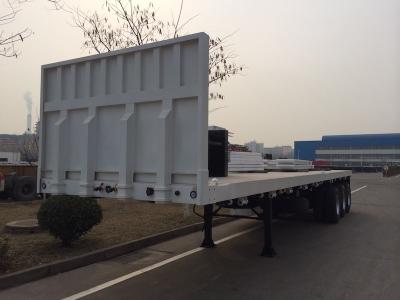 China 32T Payload 40ft 3 Drum Axles  FlatBed Container Semi Truck Trailer with Front Protector for sale