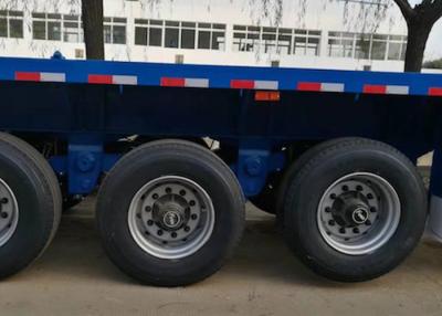 China 40T Capacity 3 Axles 40ft Super Single Tire Light Weight Semi Flatbed Container Truck Tailer for sale