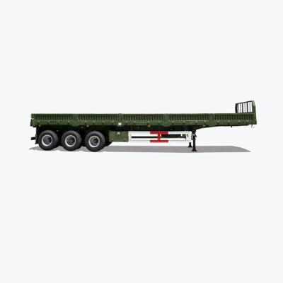 China 40FT Versatile and Reliable Drop Side Rail Wall Flatbed Semi-Trailer with 3 Axles for Efficient Heavy Cargo Transportation for sale