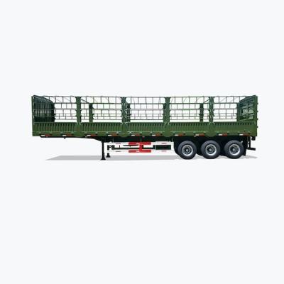 China 2 Layers of Fence Wall 40FT Versatile and Reliable Drop Side Rail Wall Flatbed Semi-Trailer with Fuwa Axle 13t and Air Bag Spring Suspension for sale