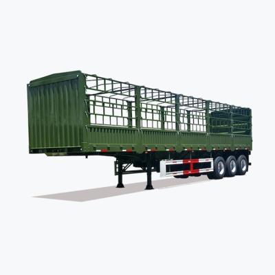 China 2 Layers of Fence Wall 40FT Versatile and Reliable Drop Side Rail Wall Flatbed Semi-Trailer with Fuwa Axle 13t and Air Bag Spring Suspension for sale