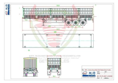 China 2 Layers of Fence Wall 40FT Versatile and Reliable Drop Side Rail Wall Flatbed Semi-Trailer with Fuwa Axle 13t and Air Bag Spring Suspension for sale