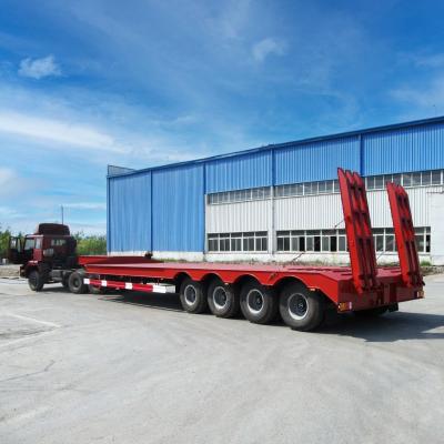 China 80t Capacity 4 Axles Fixed Gooseneck Fgn Low Bed Semi Trailer for sale
