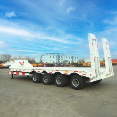 China 80t Capacity 4 Axles Fixed Gooseneck Fgn Low Bed Semi Trailer for sale
