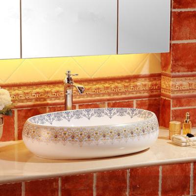 China Bathroom sanitary ware new type european good sale design for project wash basin oval sink above counter mounted for sale