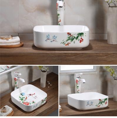 China Chinese style new WC square hand paintting with competitive price unique colorful wash hand high qualitiy ceramic basin for sale