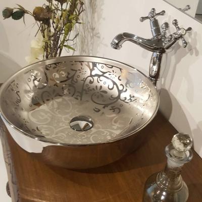 China 2018 New design good sale ceramic bathroom round slivery table basin for cabinet design with direct factory price for sale