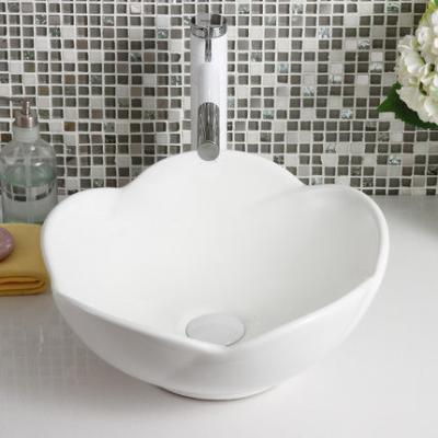China Good sale popular ceramic above tabletop special home decoration no hole design table flower shape bathroom sink for sale
