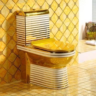 China Gold color ceramic popular used one piece bathroom toilet closet for sale