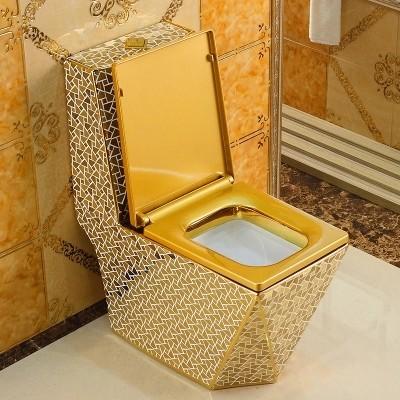 China Luxury ceramic bathroom sanitary ware golden bathroom one piece toilet for sale