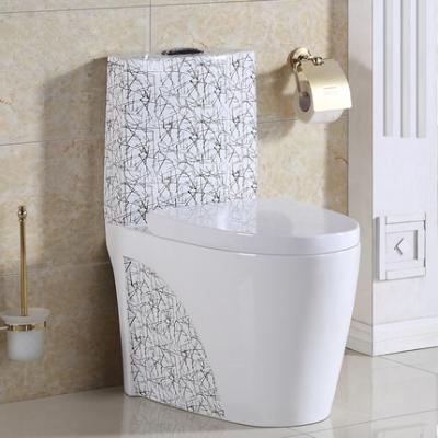 China Good sale economic color decal one piece siphonic bathroom toilet for sale