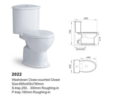 China Wholesale high quality sanitary ware factory best price washdown p trap ceramic two piece wc toilet in china supplier for sale