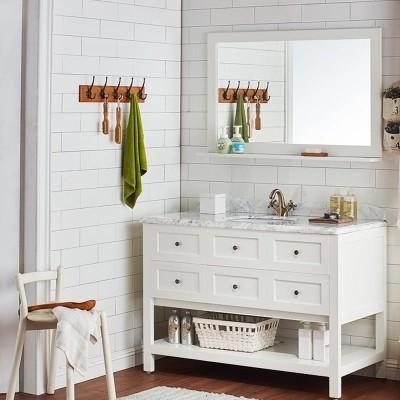 China Bathroom hotel  cabinet floor standing new design American style white color modern vanity with mirror for sale