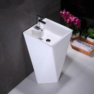 China Sanitary ware bathroom diamond shape ceramic big size floor standing single hole pedestal basin for hot sale for sale