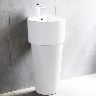 China New popular ceramics two piece big floor mounted white pedestal wash hand basin sink for sale