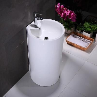 China White ceramic big size one piece pedestal wash hand basin sink for sale
